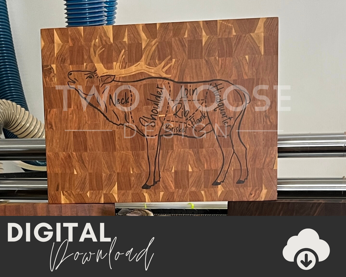 Venison Cuts SVG - Elk Butcher Cuts Inlay File
