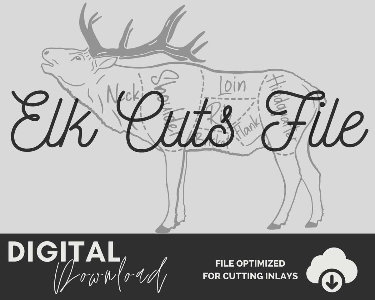 Venison Cuts SVG - Elk Butcher Cuts Inlay File