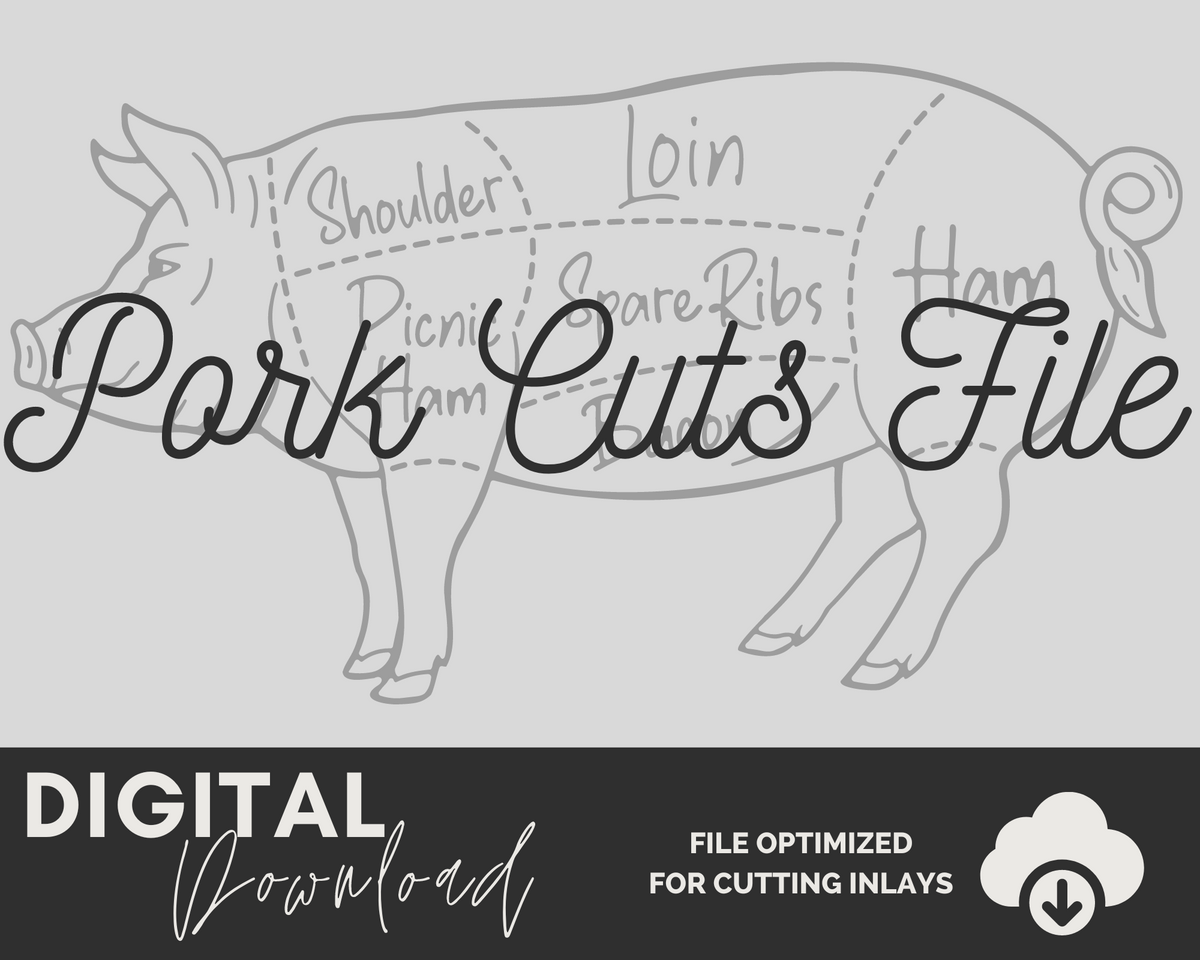 Pork Cuts SVG - Pig Butcher Cuts Inlay File