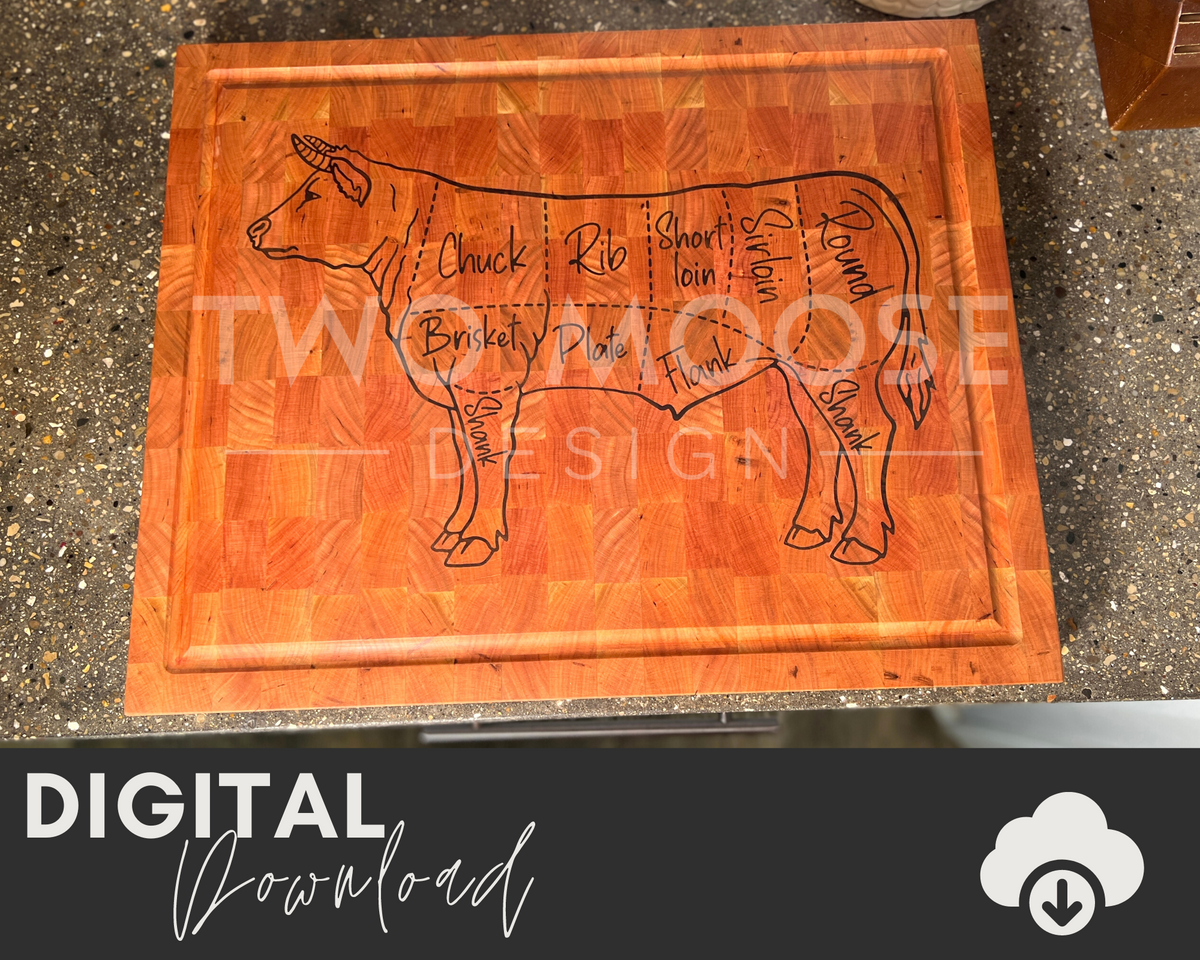 Beef Cuts SVG - Cow Butcher Cuts Inlay File