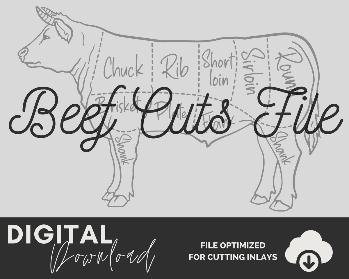 Beef Cuts SVG - Cow Butcher Cuts Inlay File